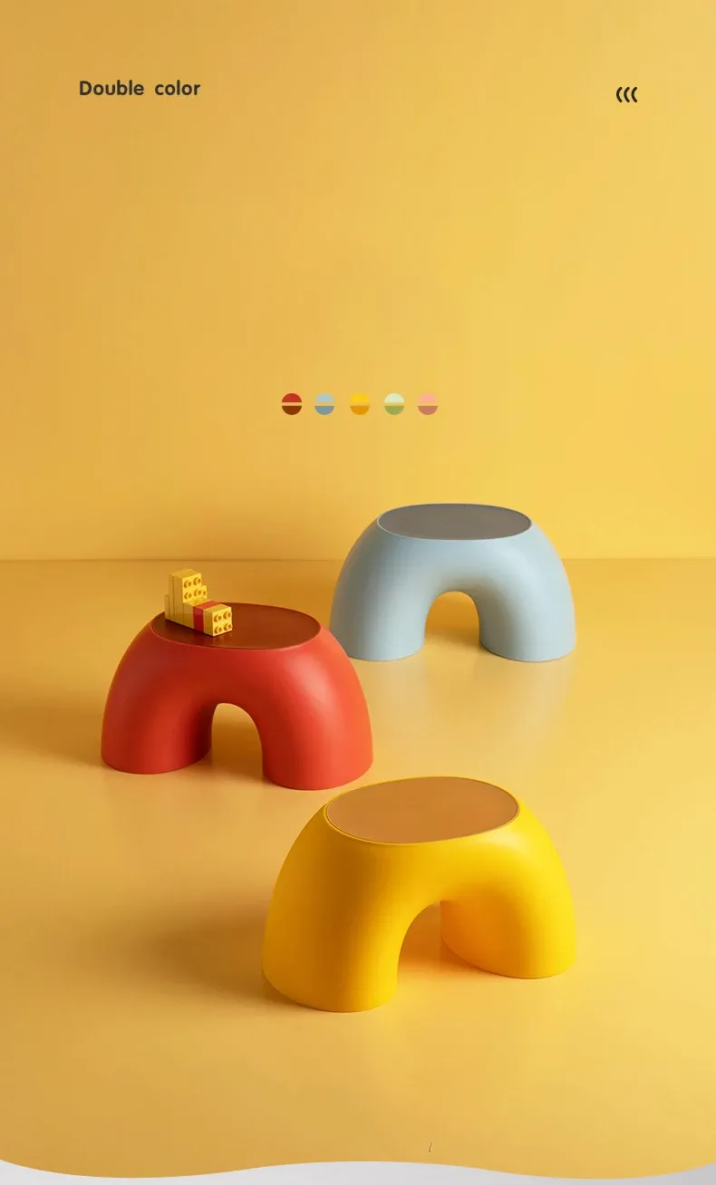 Small Bench Stool with Non-slip Rainbow Ring for Children, Durable ...