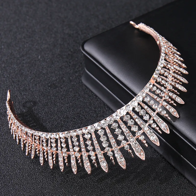 Baroque Crystal Rhinestone Crown Tiara Headband Gold Metal Bridal ...