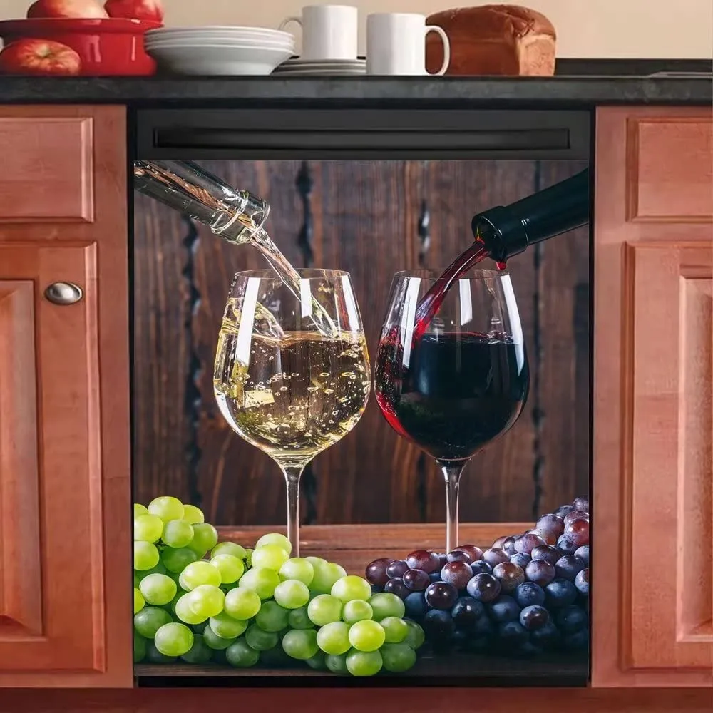 Grape Wine Bottle Pattern Vinyl Dishwasher Stickers for Wine Glasses ...