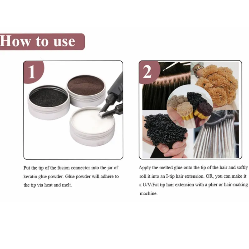 Strong Keratin Glue Powder for U/V Flat I-tip Hair Extensions - 20g ...