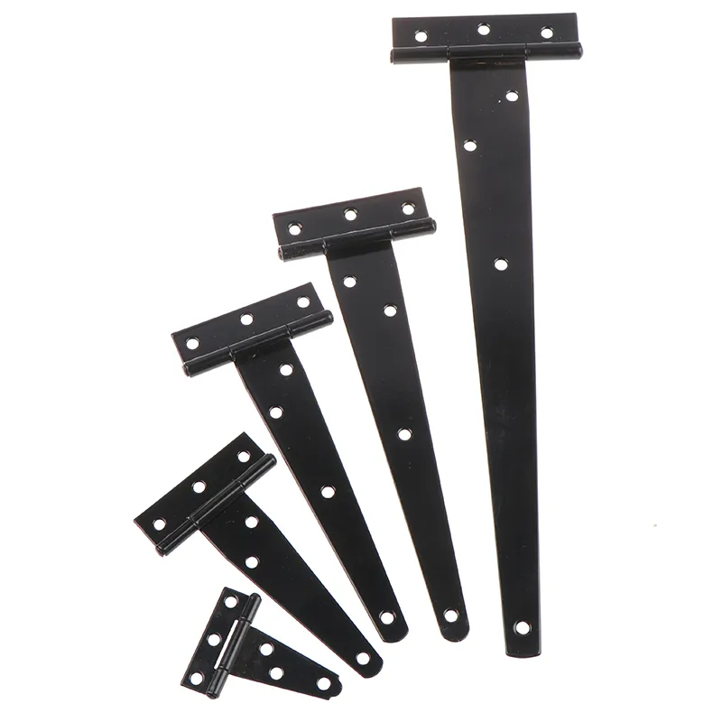 Black Paint T Shape Triangle Hinge Cabinet Shed Wooden Door Gate Hinges ...