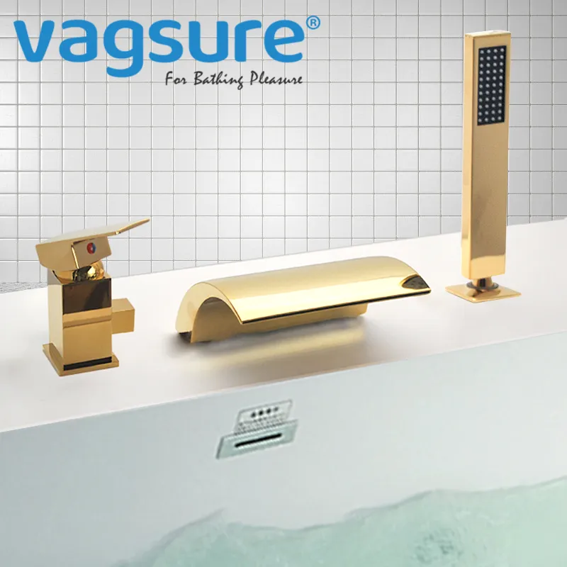 Bathtub Faucet Widespread Bath Mixer Tap Waterfall Cold & Hot Water ...