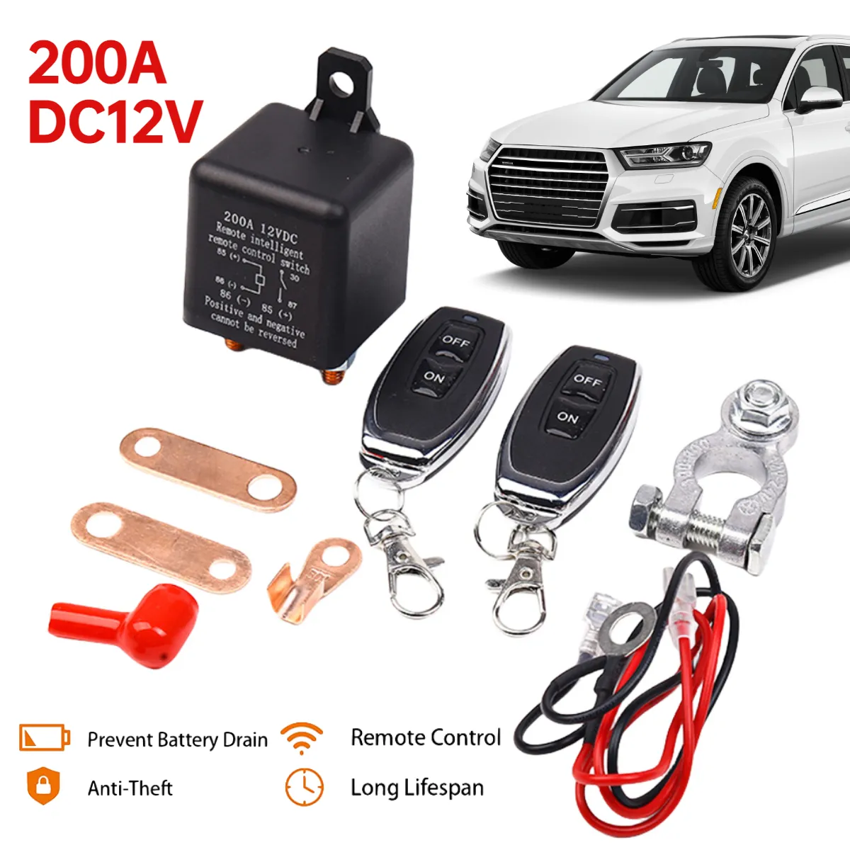 Battery Disconnect Relay Switch, 12V 433MHz Wireless Remote Control ...