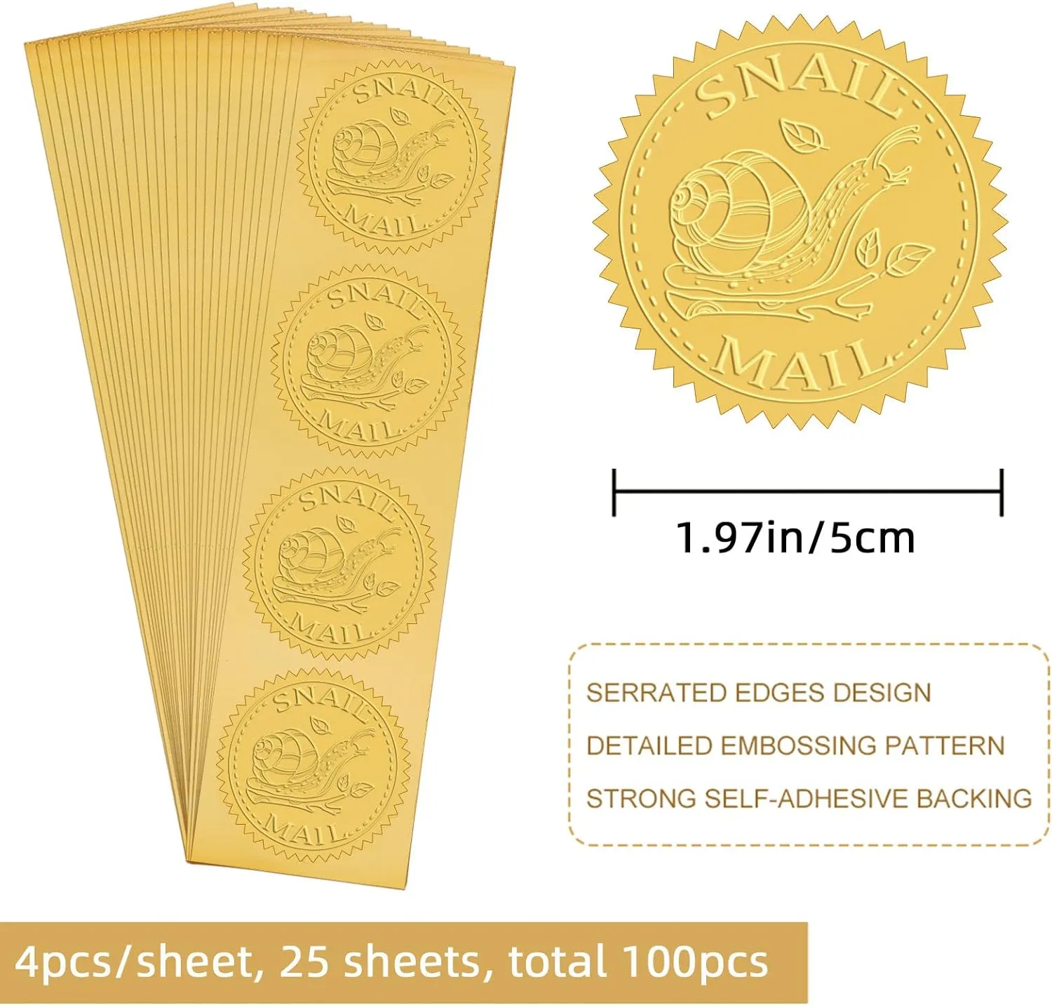 50mm Gold Foil Seal Stickers Round Embossed... From Ddmyearth, $36.38 ...