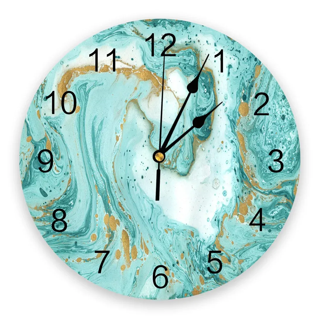 Silent Non-Ticking Decorative Turquoise Marble Pattern Wall Clock from ...