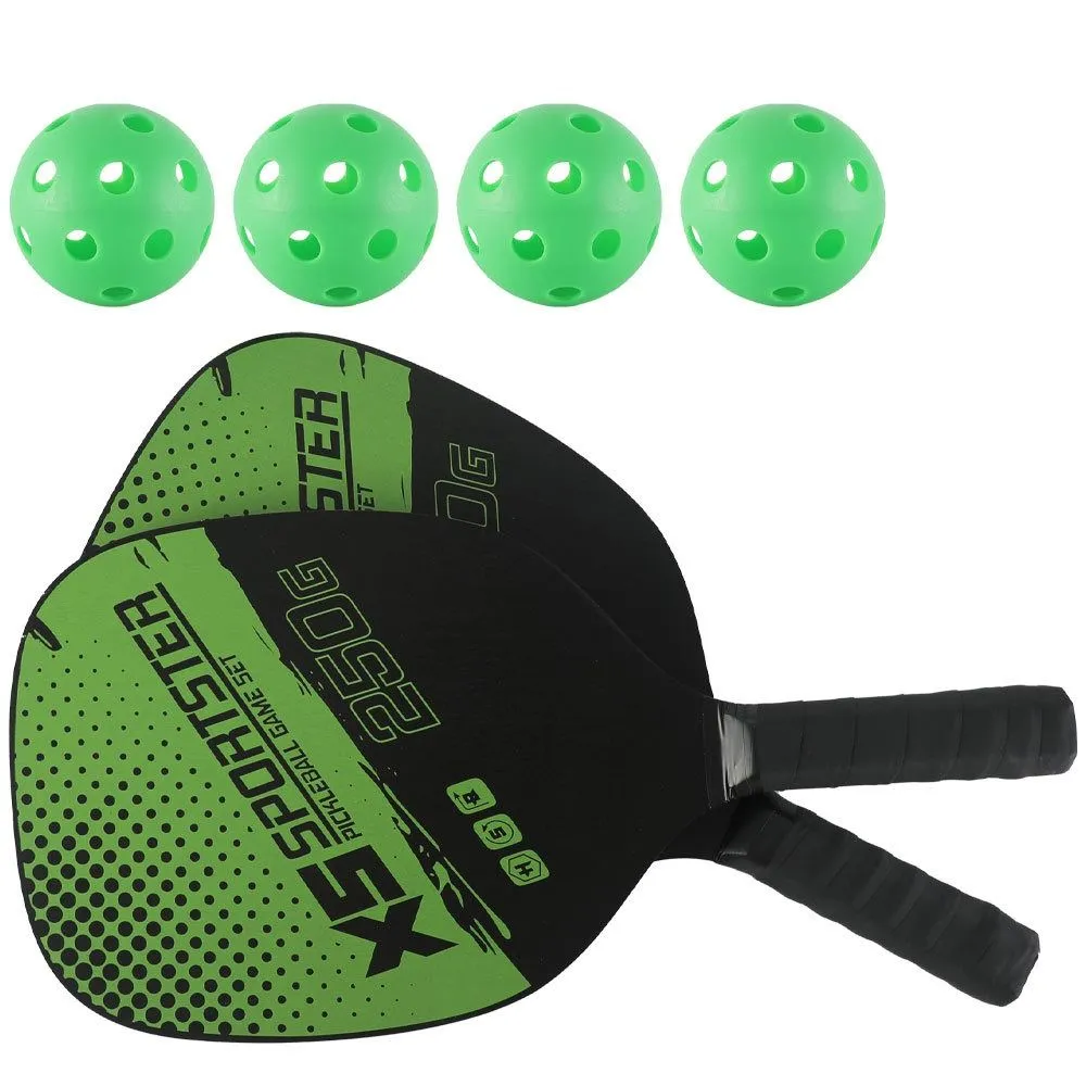 2-Piece Wooden Pickleball Racket Set with Bag and 4 Pickleball Balls ...