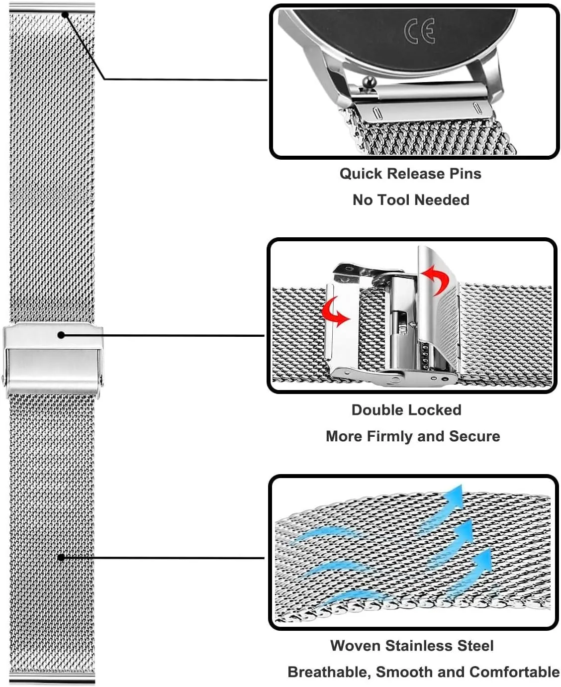 Metal Mesh Replacement Watchband for COLMI P71 P73 P76 Band Bracelet ...
