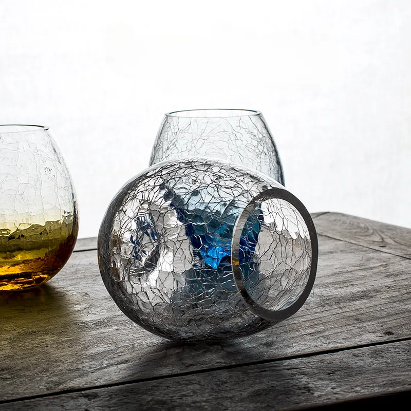 Vintage Crystal Glass Cup Egg-Shaped Ice Crack Pattern 8 oz Whiskey ...