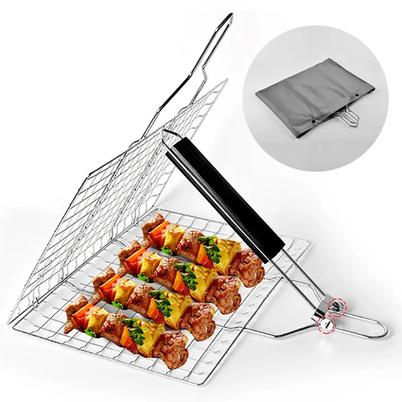 DHgate.com:Portable BBQ Fish Grill Mesh Basket - 2024 Outdoor Barbecue ...
