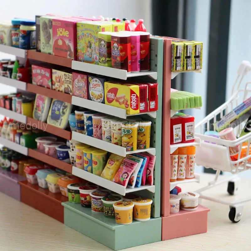 1:6 Mini Grocery Store Decor, DIY Supermarket Set with Drinks, Food for ...