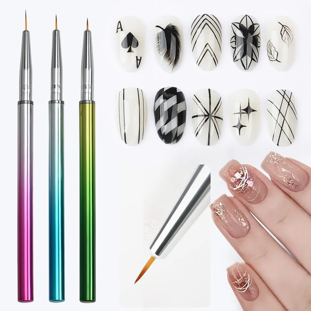 6mm/8mm/10mm Nail Art Liner Brushes Gel Nail Drawing Pen Set for DIY ...