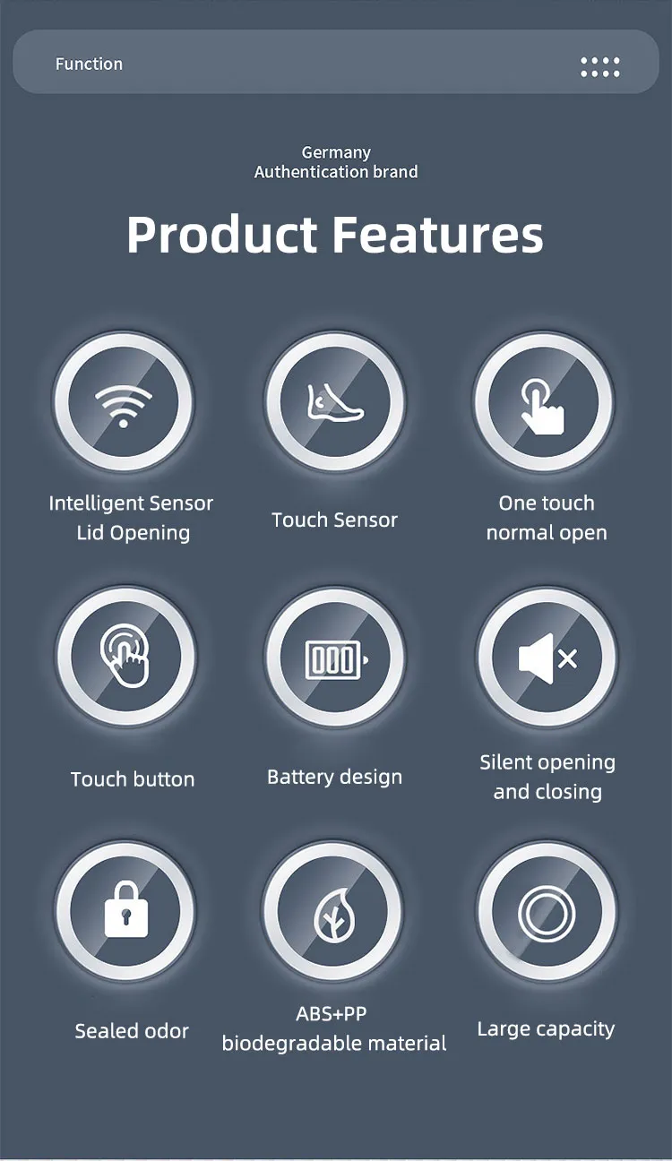 12/16L Automatic Sensor Trash Can with Lid Smart Wastebasket Kitchen ...