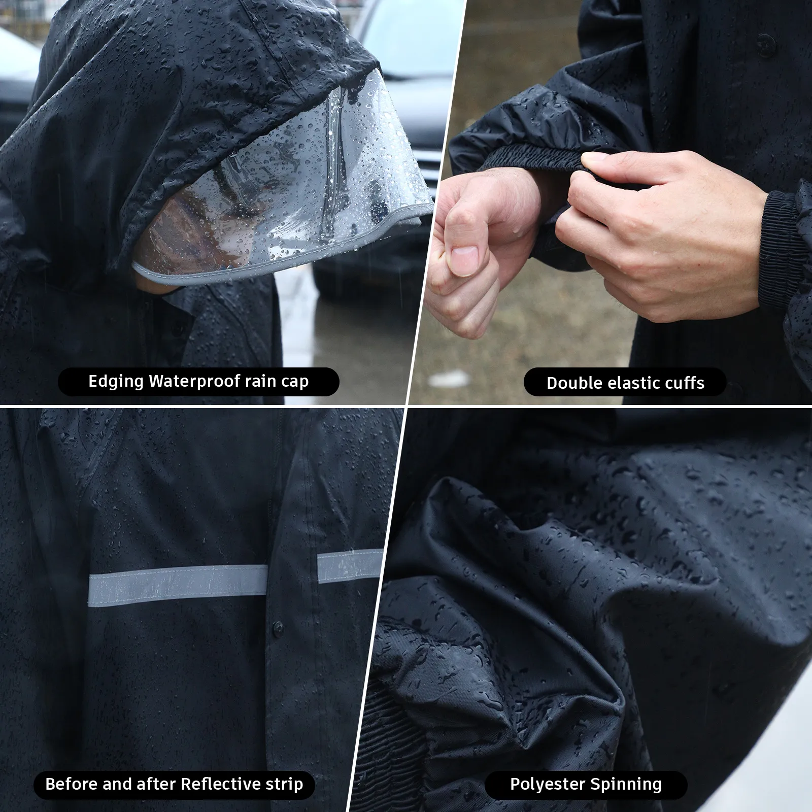 Waterproof Rain Jacket and Pants Set for Men and Women, Reflective ...