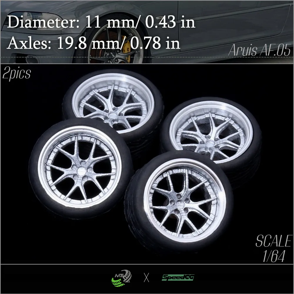 1/64 Scale Metal Wheels with Rubber Tires Kit for Luxury Model Cars ...