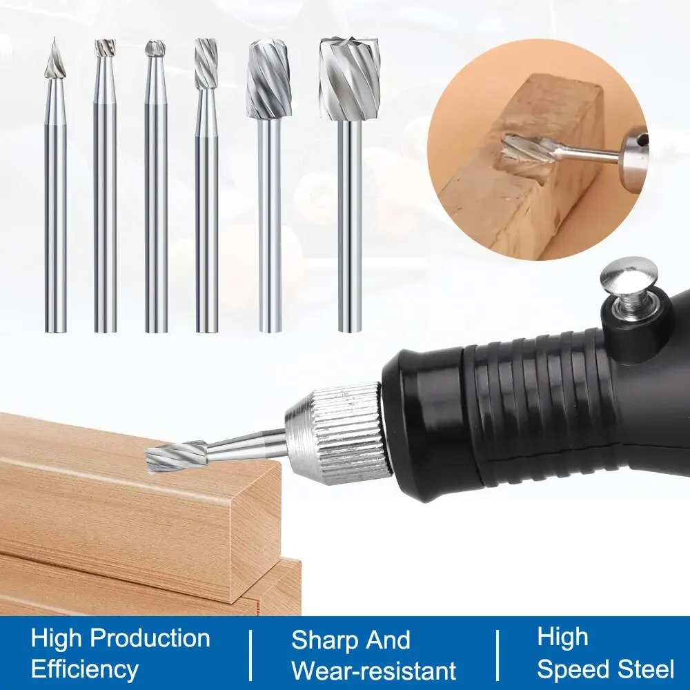 XCAN Rotary Burr Abrasive Tool with HSS Router Bit and Drill Chuck ...