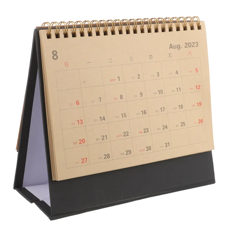 2024 Desk Calendar Stand Coil Bound Kraft Paper Easel Calendar for Home ...