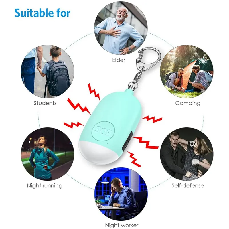 Emergency Caller Security Personal Alarm Keychain 130 dB USB ...
