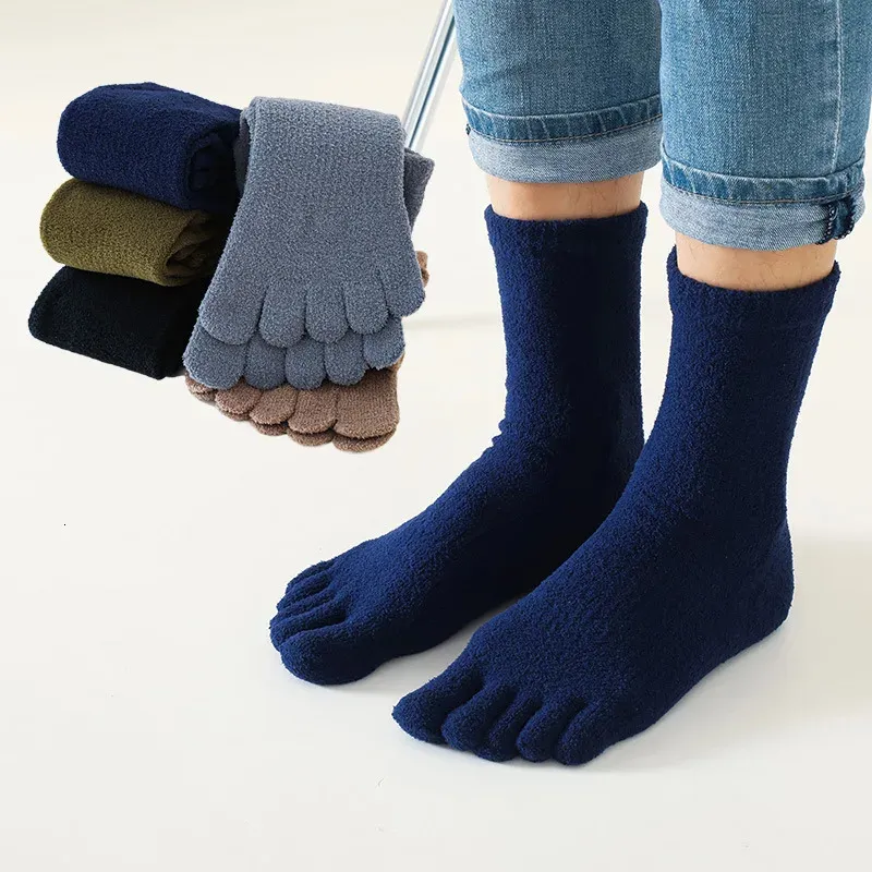 Thick Winter Socks with Toes - Long, Fluffy Coral Fleece, Warm ...