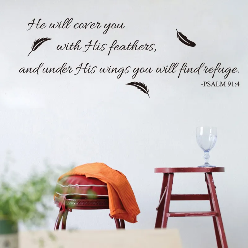 Vinyl wall e Inspirational Quotes and Sayings Decal Sticker - Psalm 91: ...