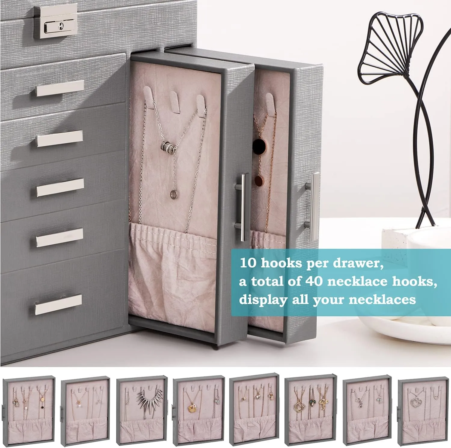 Luxurious 6-Tier Jewelry Organizer with Mirror and Lock for Safekeeping ...