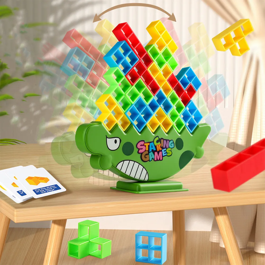 Tetra Tower Stacking Game Fun Balancing Building Blocks Set For Family ...