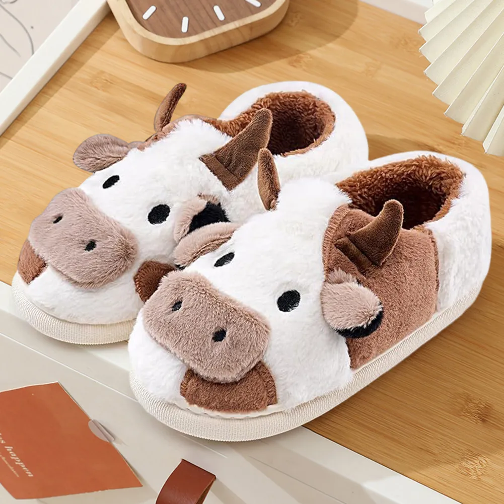 Unisex Warm Plush Slides Anti-Skid Home Winter Slipper Comfortable Flat ...