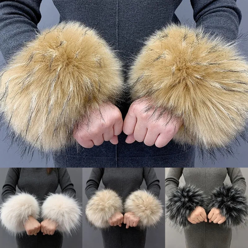DHgate.com:Cozy Faux Fur Winter Wrist Cuffs for Versatile Warmth:Sports ...