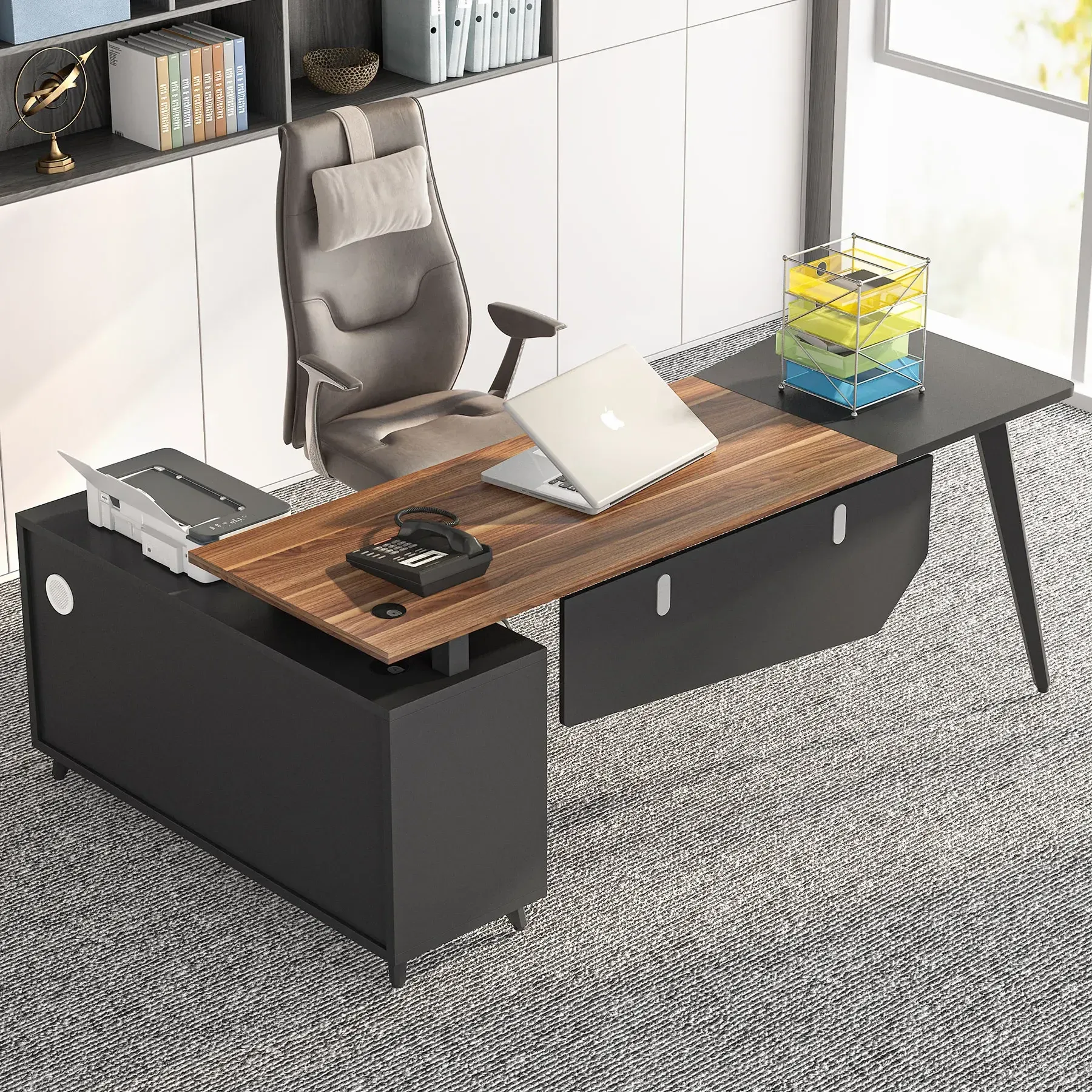 Tribesigns 78.74 Inch L Shaped Computer Compact Desk With Storage With ...