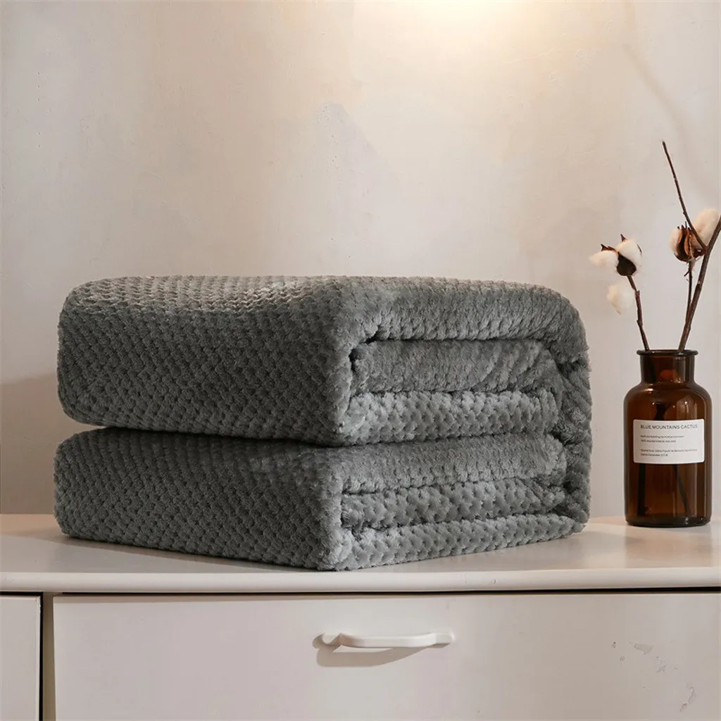 Cozy Plaid Fleece Blanket: Breathable Mesh Soft Throw for Warmth and ...