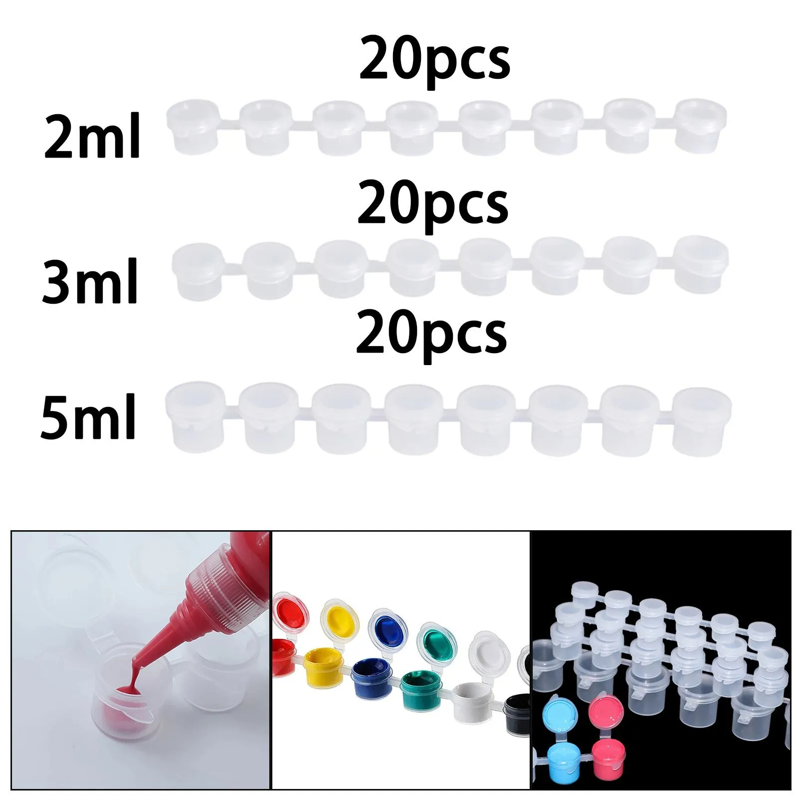 20x Mini Acrylic Paint Containers with Lids Durable Small Paint Pots ...