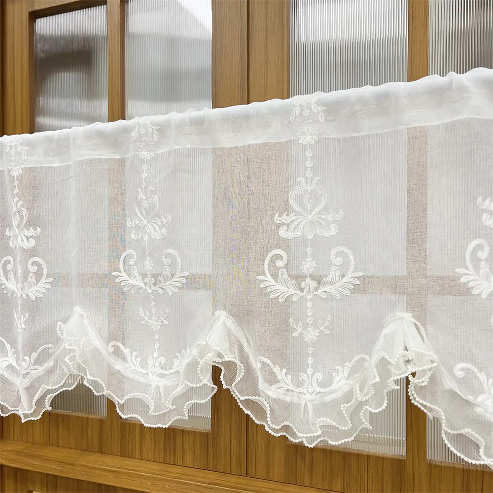 Beaded Lace Short Curtain Valance Wavy Drapery Kitchen Coffee Door ...