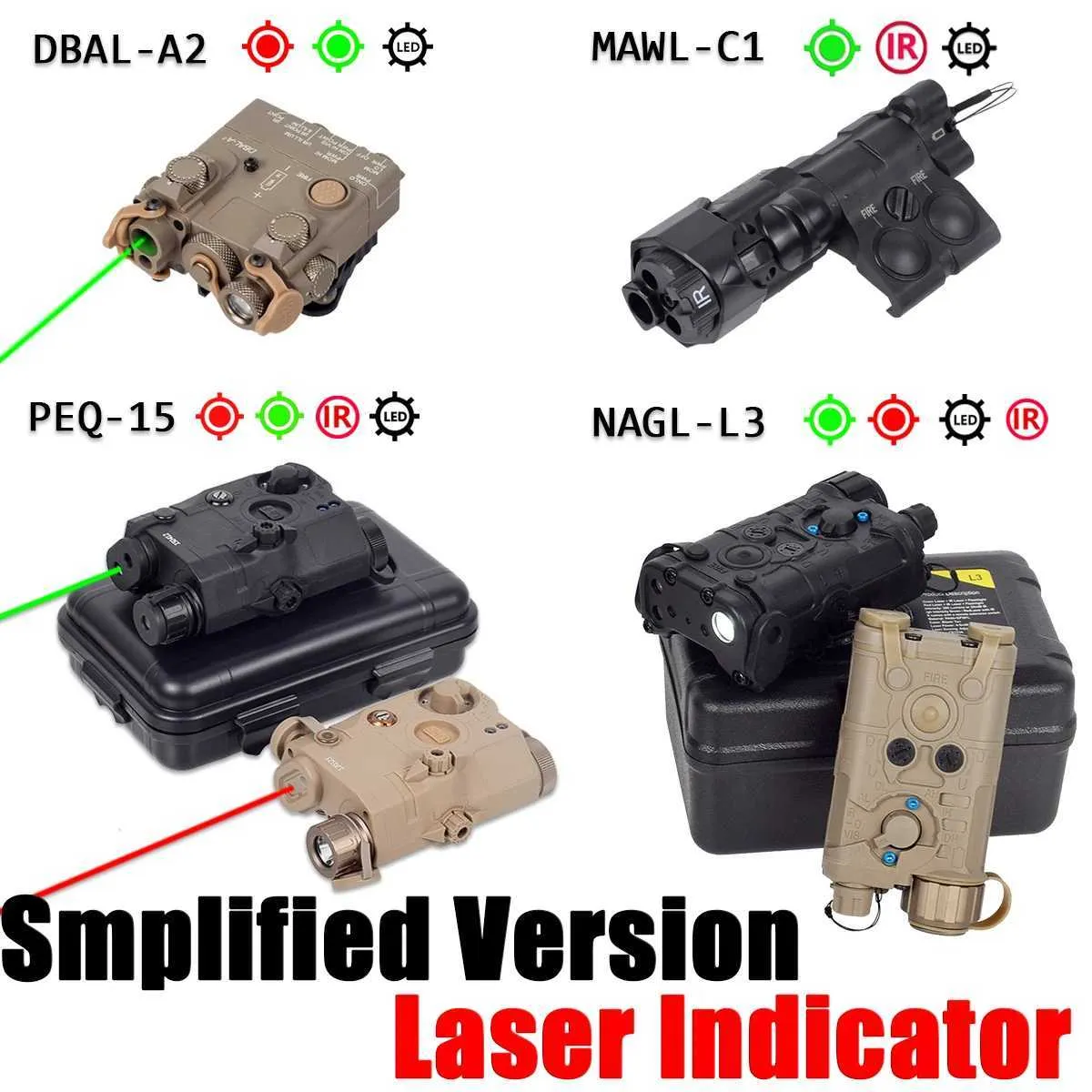 Nylon Plastic PEQ 15 NGAL DBAL A2 MAWL Green/Red Dot Laser Infrared ...