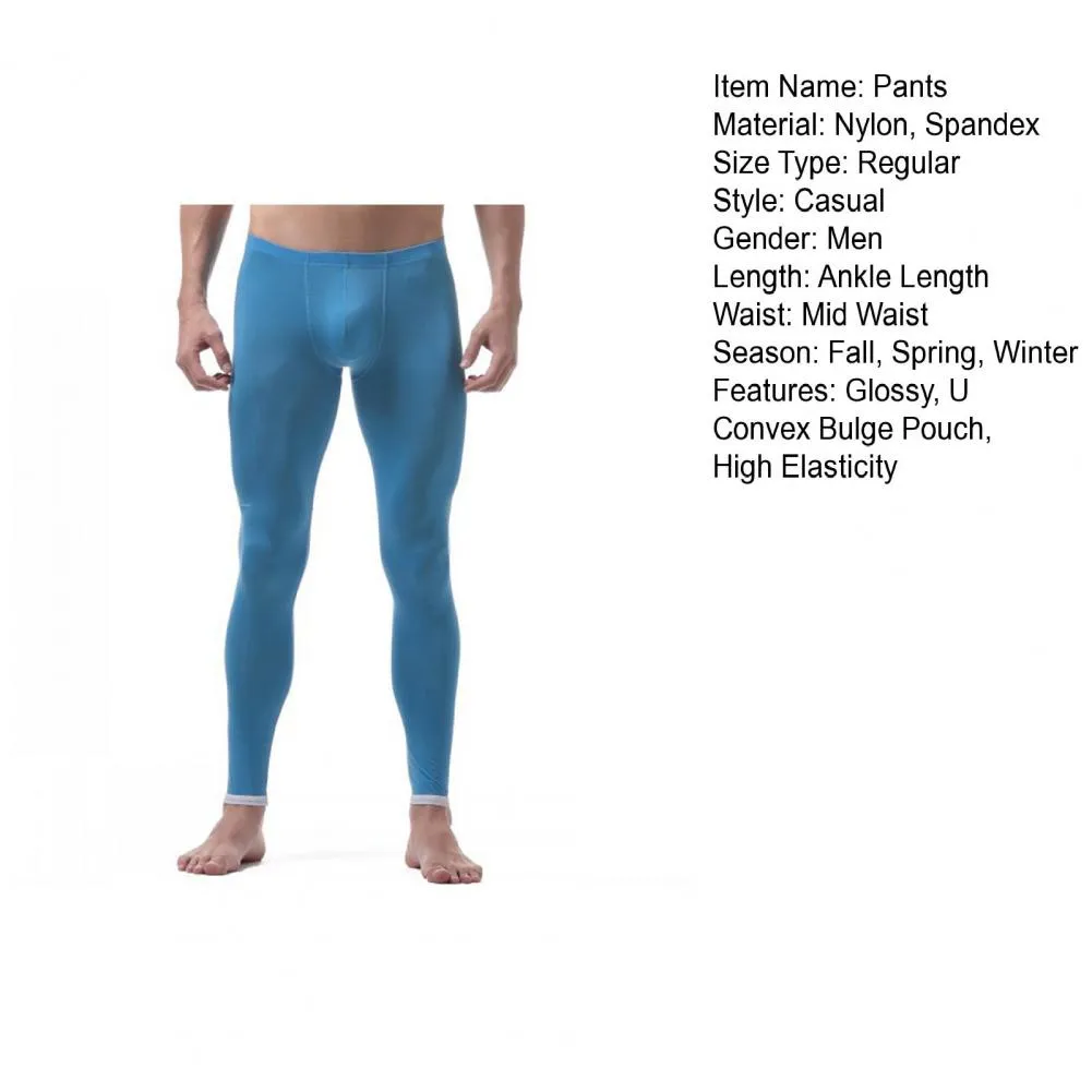 Solid Color Men's Silky Smooth Slim Fit High Elastic Long Johns with U ...