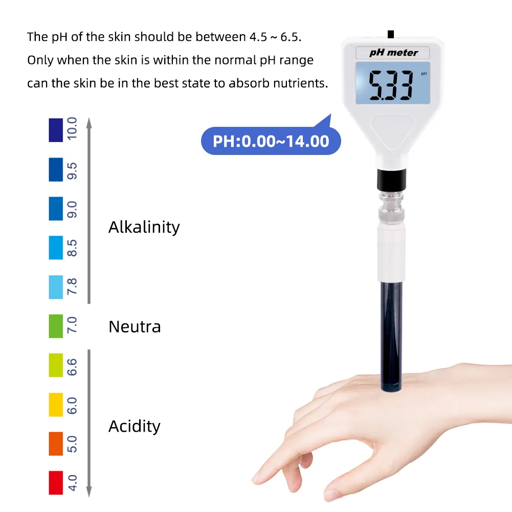 Digital PH Meter For Food, Soil & Skin Waterproof Tester With ...