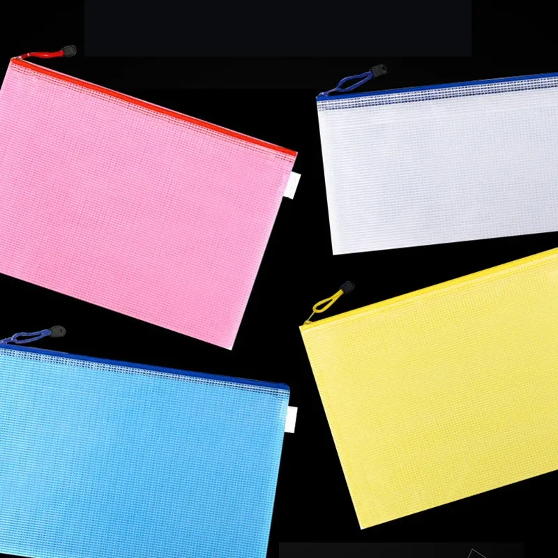 Mesh Zipper Pouch Document Bags, A4/A5/A6 Waterproof Zip File Folders ...