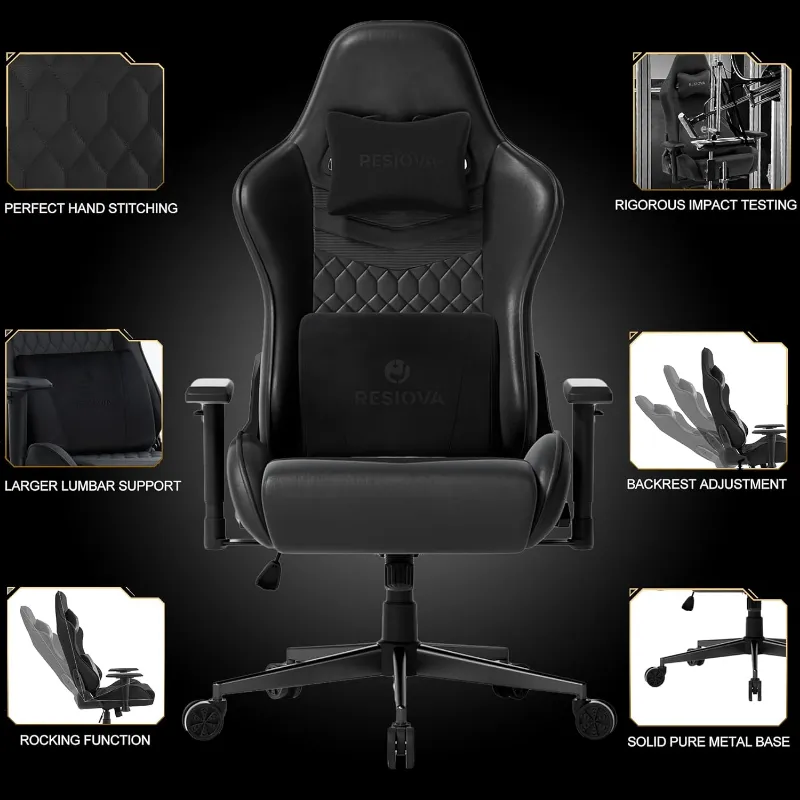 resiova ergonomic gaming chair with high back and velvet headrest for ...