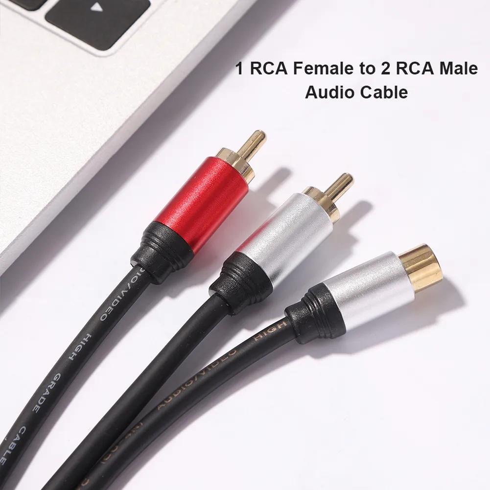 2-Pack RCA Stereo Audio Y Splitter Cable, Gold-Plated Female to 2RCA ...