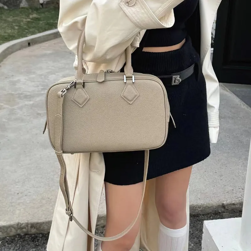 Leather Bowling Bag: Premium Cowhide Handbag - Stylish Women's Bowler ...