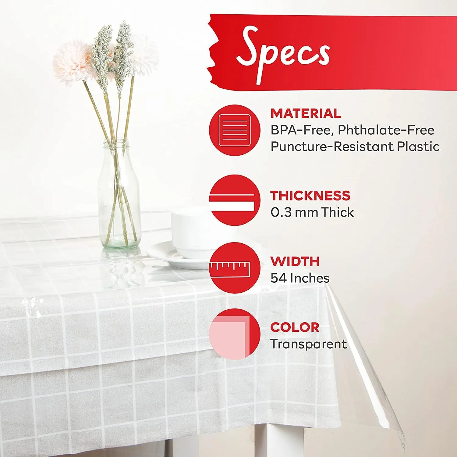 PVC Transparent Tablecloth 0.25mm Thick Waterproof And Oil Proof Dining ...