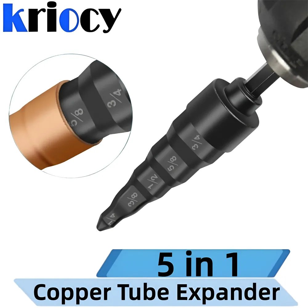 5 in 1 Copper Tube Expander for Hex Handle Hand Drill 1/4 3/8 1/2 5/8 3 ...