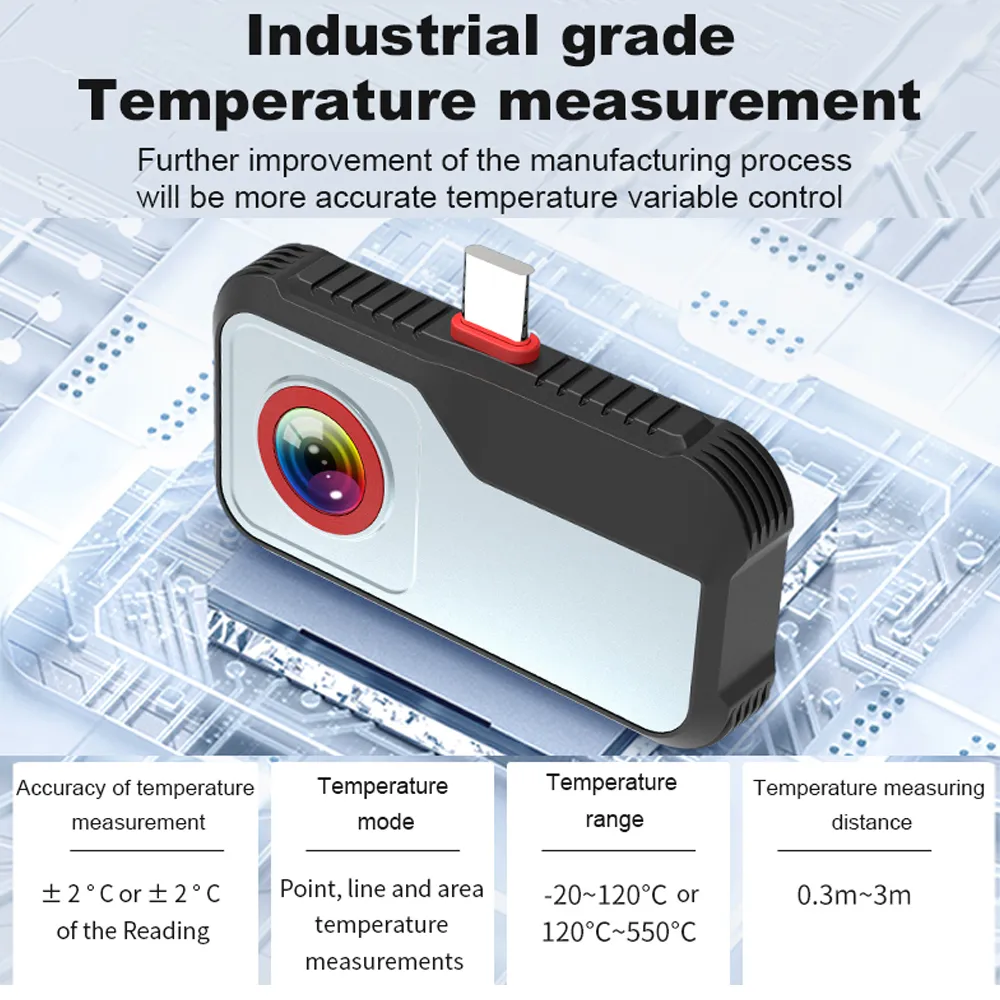 HTI -20°F~1022°F HT-203U 256×192 Pixels Thermal Imager Android Type C ...