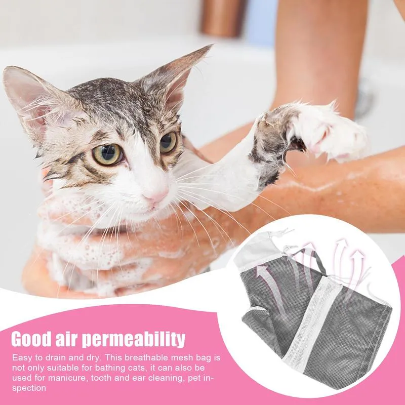 Cat Bath Bag: Multifunctional Soft Breathable Cat Shower Bag for ...