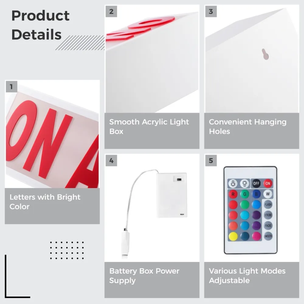 Adjustable LED Sign Light With Remote Control Illuminated Message Board ...