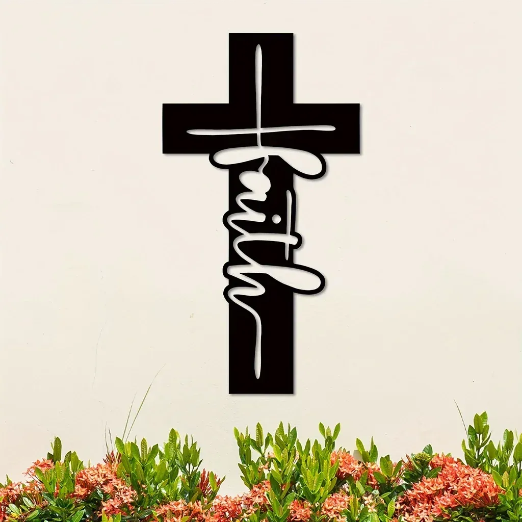 Faith Cross Metal Wall Art, Religious Jesus Wall Decor, Christian Home ...