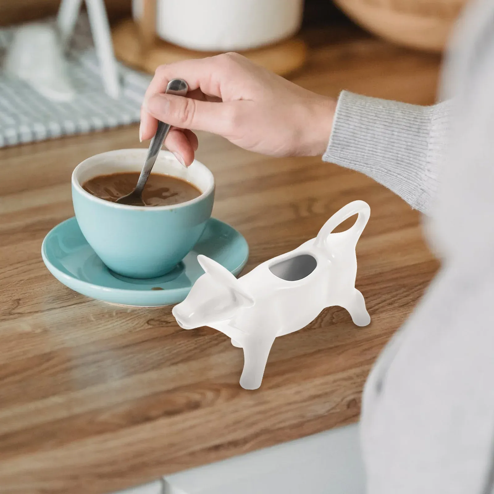 Cute Ceramic Cow Creamer 40ml Porcelain Coffee Milk Syrup Pitcher Jug ...