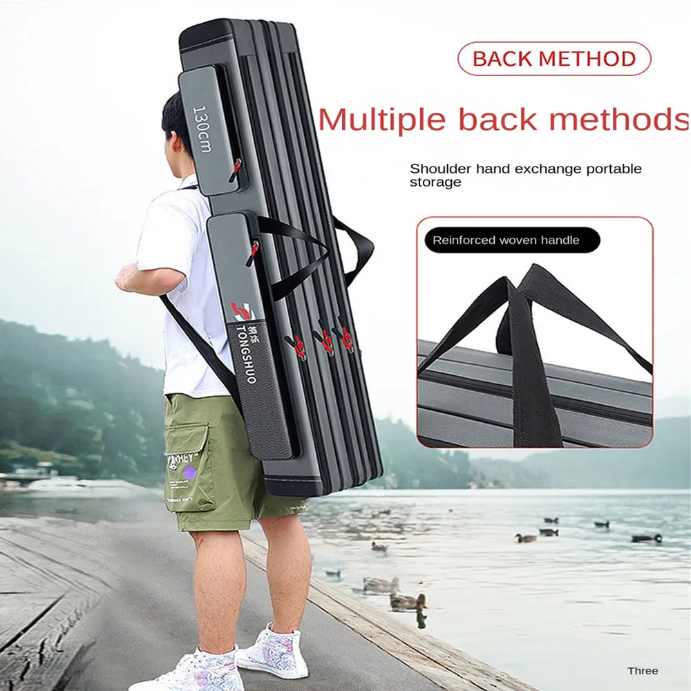 3-Layer Oxford Fishing Rod Case Storage Bag, Multifunctional Portable ...