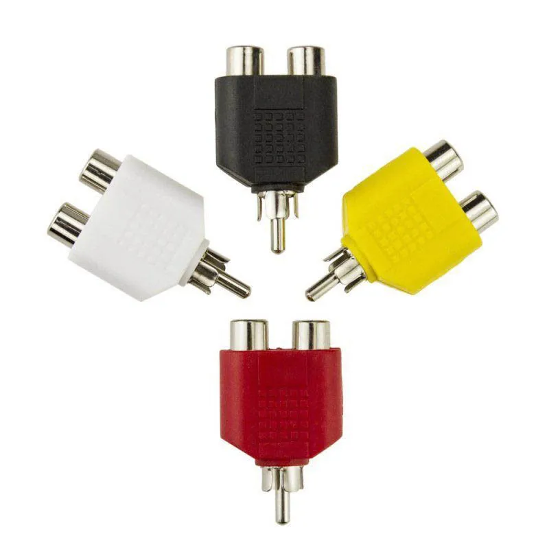 1~Connector Y Splitter 1 Male To 2 Female Adapter AV Jack Plug Double ...