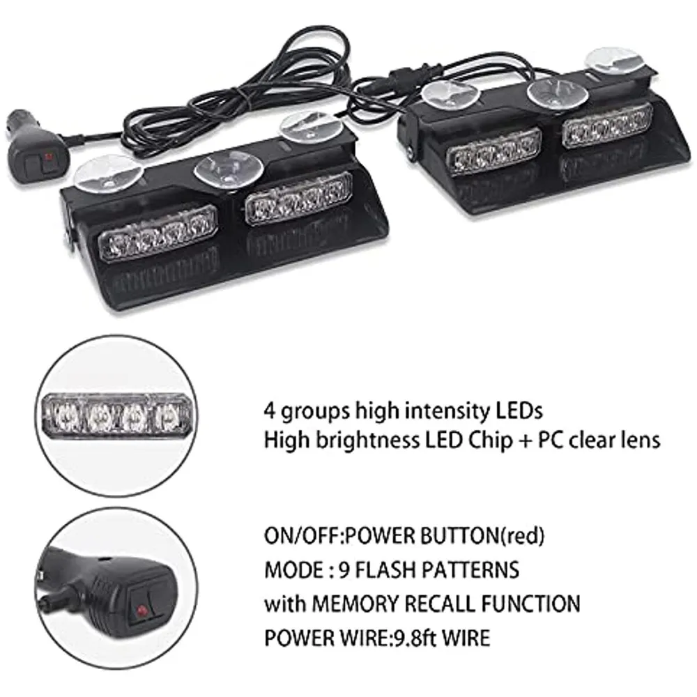 2 In 1 LED Car Strobe Lights For Emergency Flash Warning Lamp ...