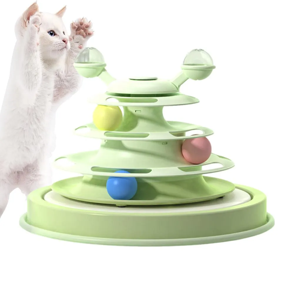 Cat Ball Track Toy: Interactive 4-Level Turntable with Balls, Pet ...