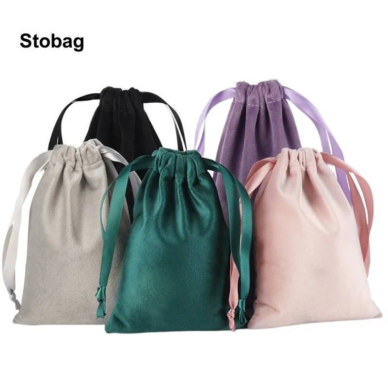 5 Velvet Flannel Drawstring Jewelry Gift Cosmetic Bags for Small Items ...